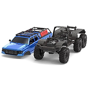 wheelfun CROSSRC 6WD RC Off-Road Truck Pickup 1/10 6X6 AT6 Remote Control Electric Climbing Cars Rock Crawler 2Speed Gearbox Motor ESC Servo Light Hobby Grade Pickup for Adults