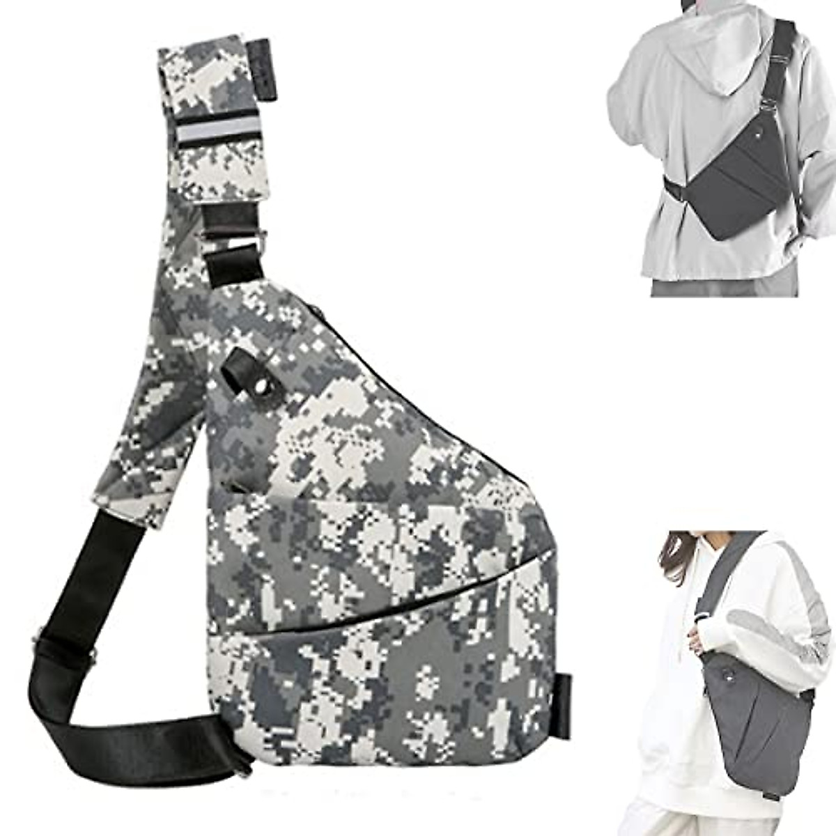 ZBTOP 2023 New Personal Flex Bag,Waterproof Personal Shoulder Pocket Bag,Anti-Thief Crossbody Sling Bags,Chest Shoulder Bags,Side Crossbody Backpack for Outdoor (Camouflage Grey-Light)