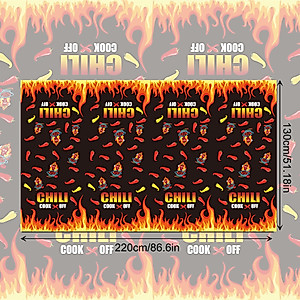 1 Pieces Chili Hot Pot Party Plastic Tablecloth 54 x 87 Inch Cook Off Long Rectangular Table Cover for Buffet, Mexican Chili Baby Shower Party Holiday Dinner, Picnic Tablecloth for Kitchen Event Use