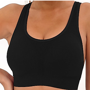 Miteiche Cross Back Sport Bras for Women,Padded Strappy Medium Support Yoga Bra with Removable Cups,Large