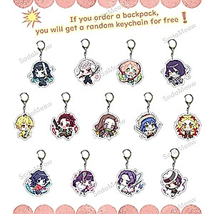 SodaMeow Demon Backpack Nezuko Anime Slayer Bag Kimetsu no Yaiba Kawaii Backpack with USB Charging Port, Free Keychain (A-Muichiro)