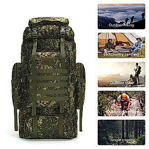 70L Hiking Backpack Military Tactical Camping Adjustable waterproof Climbing Sport Bags (Russian Camo)