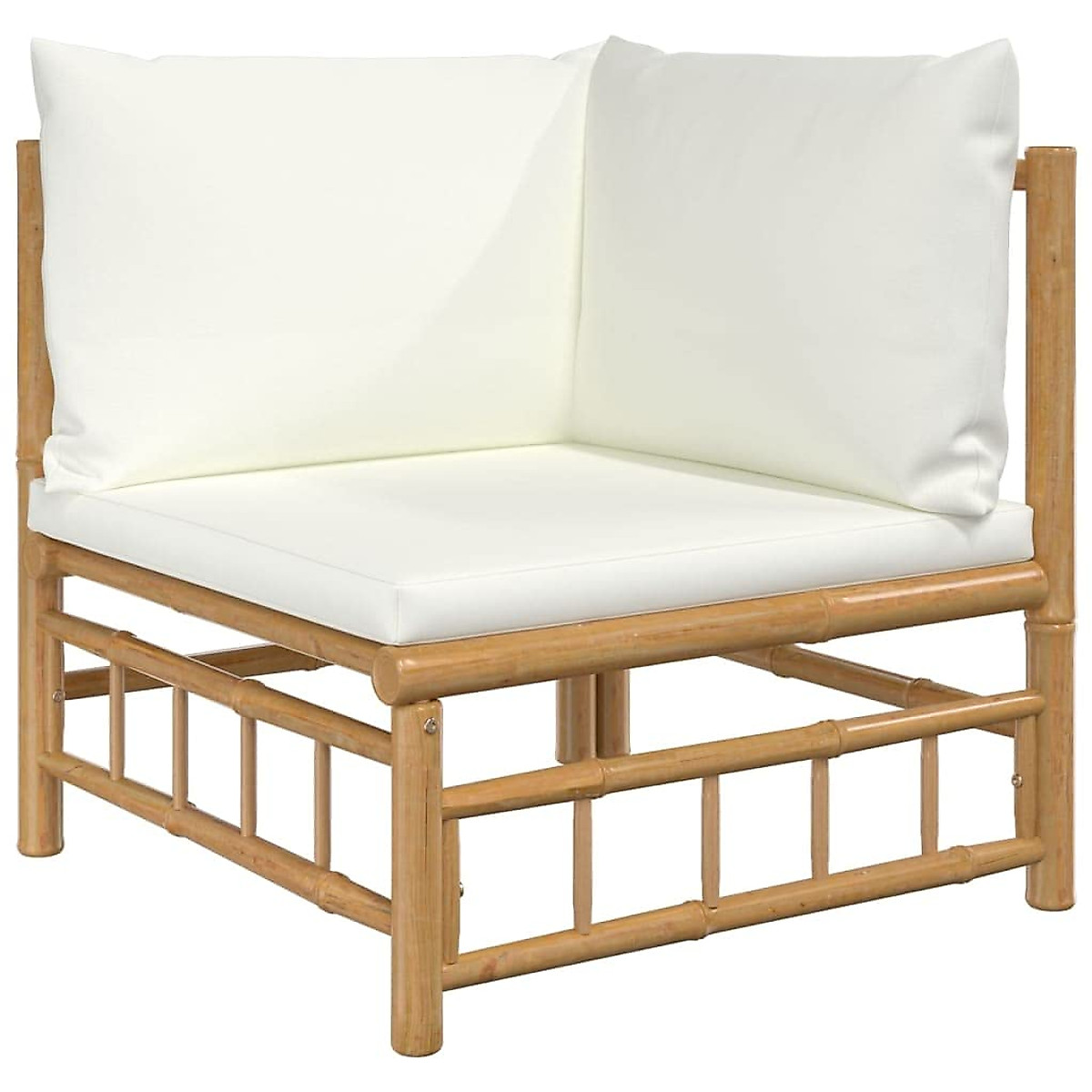 vidaXL Bamboo 4 Piece Patio Lounge Set with Cream White Cushions - Comfortable Outdoor Seating for Garden, Patio, Deck - Easy Assembly
