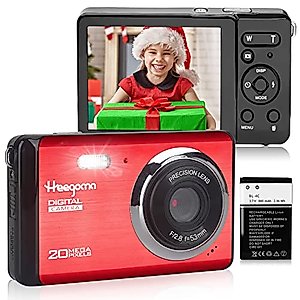 Digital Camera for Photography, FHD 1080P 20MP Point and Shoot Camera with 2.8" TFT LCD, Compact Rechargeable Vlogging Cameras for Kids,Beginner,Students,Teens,Elders (Red)