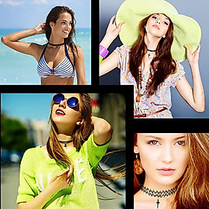 YOKER 22 Pcs Necklaces Black Velvet Choker Set for Womens Velvet Choker Set Classic Gothic Tattoo Lace Chokers Adjustable for Party Cosplay Christmas Birthday