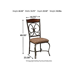 Signature Design by Ashley Glambrey Old World Dining Chair with Cushion, 4 Count,, Brown