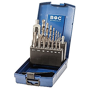 Bohrcraft Tap Drill Bit Set HSS-G, in ABS Box EGB15 M3 – M12 – 15 Piece, 15 Piece, 41201330015