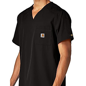 Carhartt mens Men's Slim Fit V-neck Top Medical Scrubs Shirt, Black, Medium US