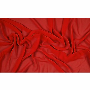 MDS Pack of 5 Yard Bridal Solid Chiffon Fabric for Merry Christmas Xmas New Year Party Home Decorations, Costume, Dress, DIY, Crafts, Silky Light Weight Drapery Fabrics 44" Width - Red