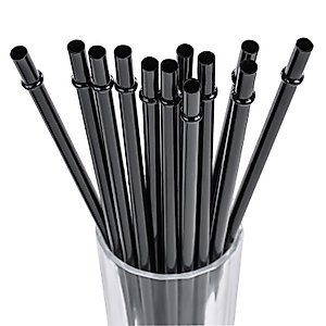 DAKOUFISH 13 Inch Long Black Reusable Plastic Replacement Drinking Straws for 40 oz & 50 oz Mason Jar,Tumblers, Set of 12 with Cleaning Brush (13inch, Black)