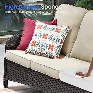 XIZZI Patio Sofa with Ottomans,All Weather Wicker Outdoor Couch for Garden,Deck,Yard,Brown Wicker Beige