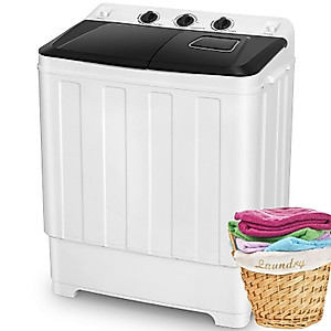 Nictemaw Portable Washing Machine 30lbs Capacity Twin Tub Compact Laundry Machine 19Lbs Washer and 11lbs Spin Dryer with Built-in Drain Pump, Small washing machine for Apartments, Dorms, RVs