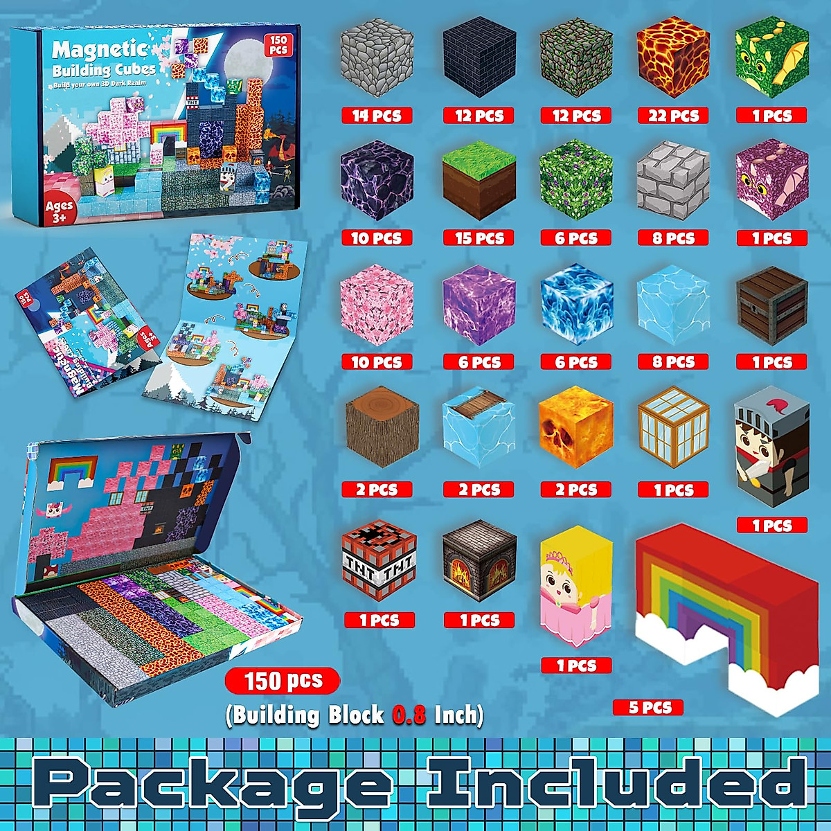 GraceDuck Magnetic Blocks - 150 PCS Build Dark Swordsman's Forest Castle - Magnetic Toys for Montessori Toddler Christmas Birthday Gifts - STEM Sensory Toys for 3 4 5 6 7 8 9 10 Year Old Boys & Girls