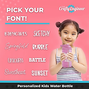 The Crafty Engineer Personalized Kids Water Bottle (Hot Pink)