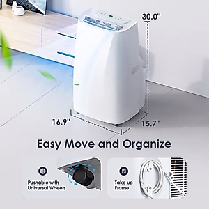 Portable Air Conditioner - Rintuf 2022 14000 BTU Portable AC Unit, Cools Rooms up to 700 Sq.ft, Also as Dehumidifier & Fan, with 24H Timer Remote Control Window Kit Exhaust Hose for Home Living Rooms Bedroom