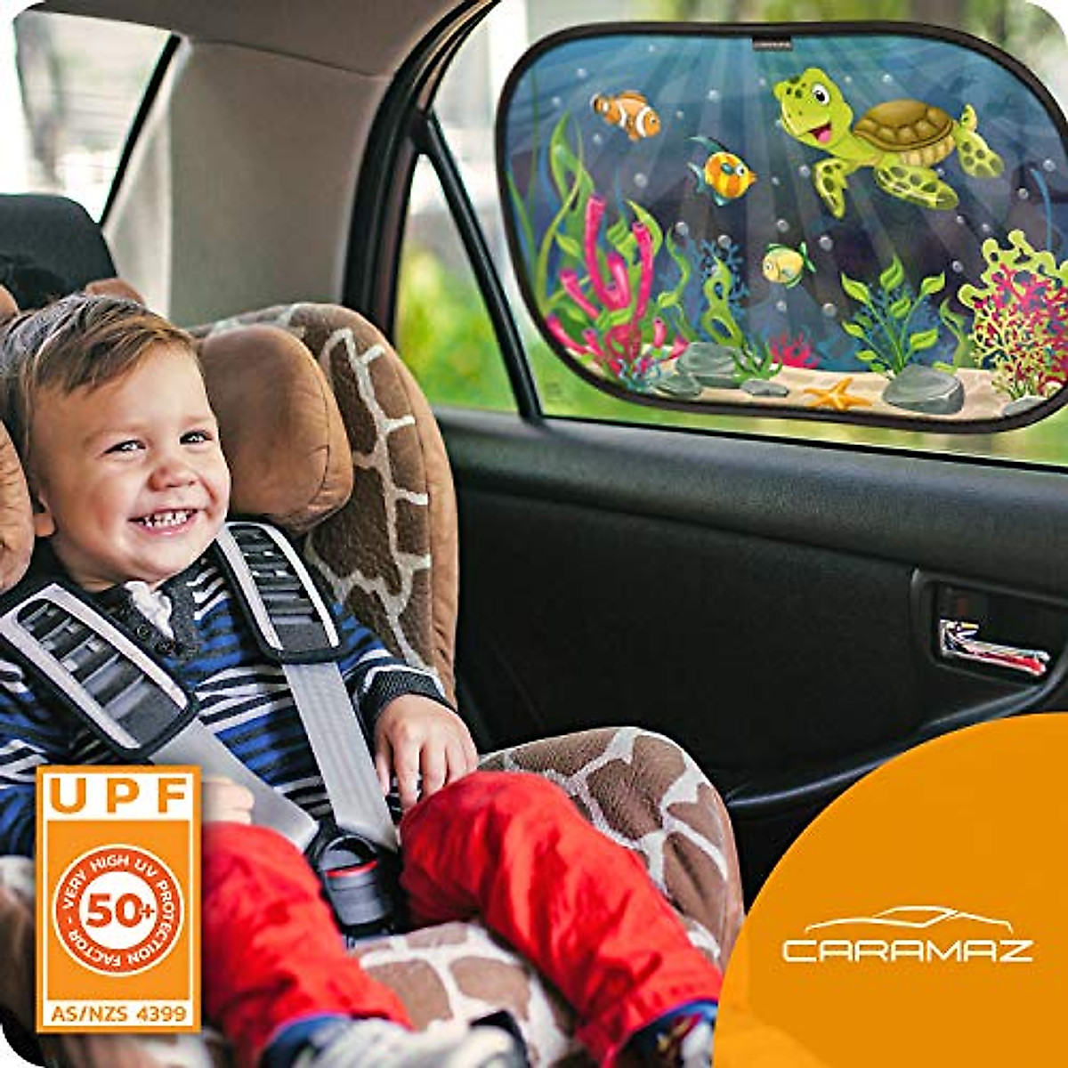 CARAMAZ Car Window Shade for Baby with Certified UV-Protection 2 Pack - 20"x12"