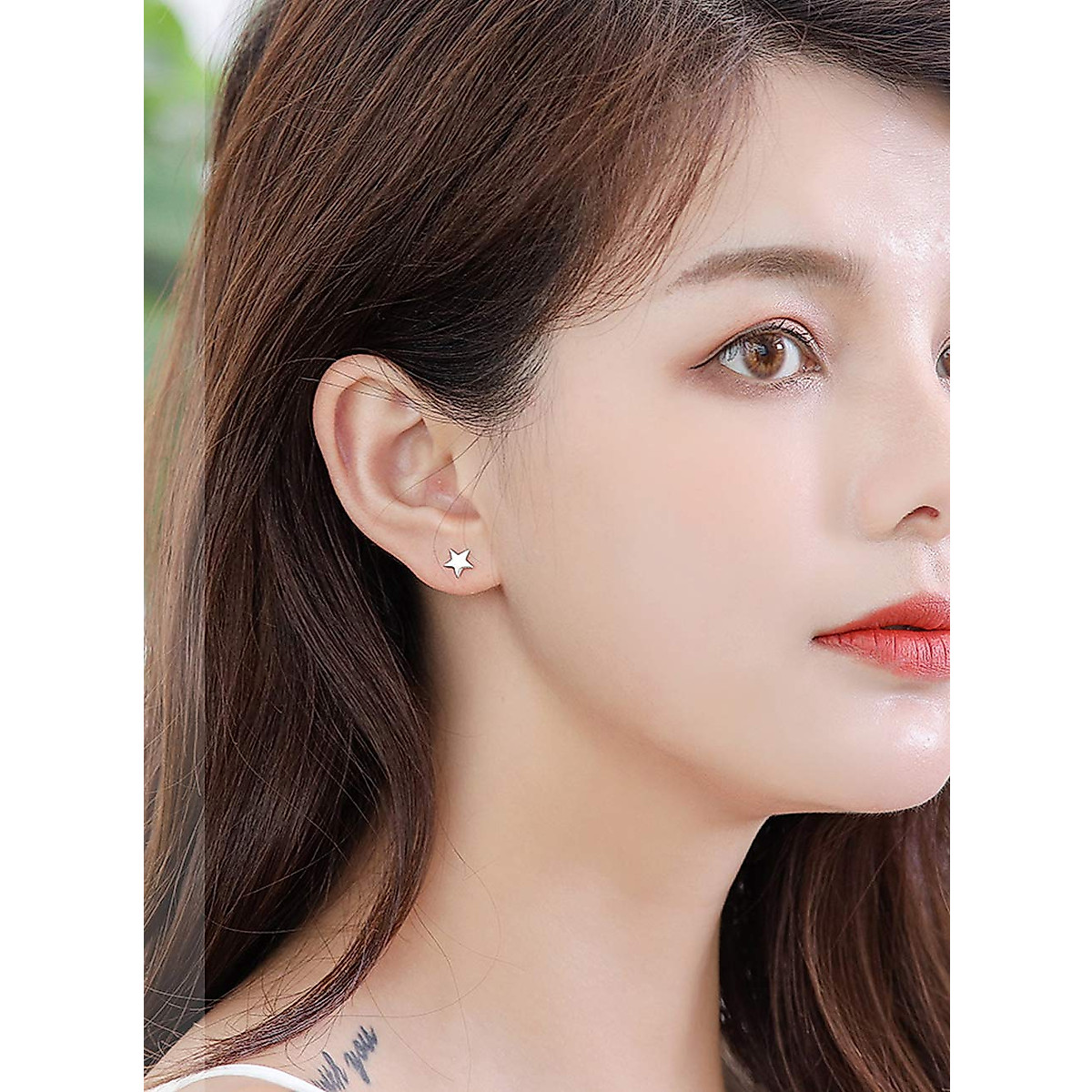 Bestwick Silver Stud Earrings for Women Girls Teenage, 3 Pairs 925 Sterling Silver Cute Round Ball Star Moon Stud Earrings, Hypoallergenic Small Cartilage Tragus Studs Earrings Set