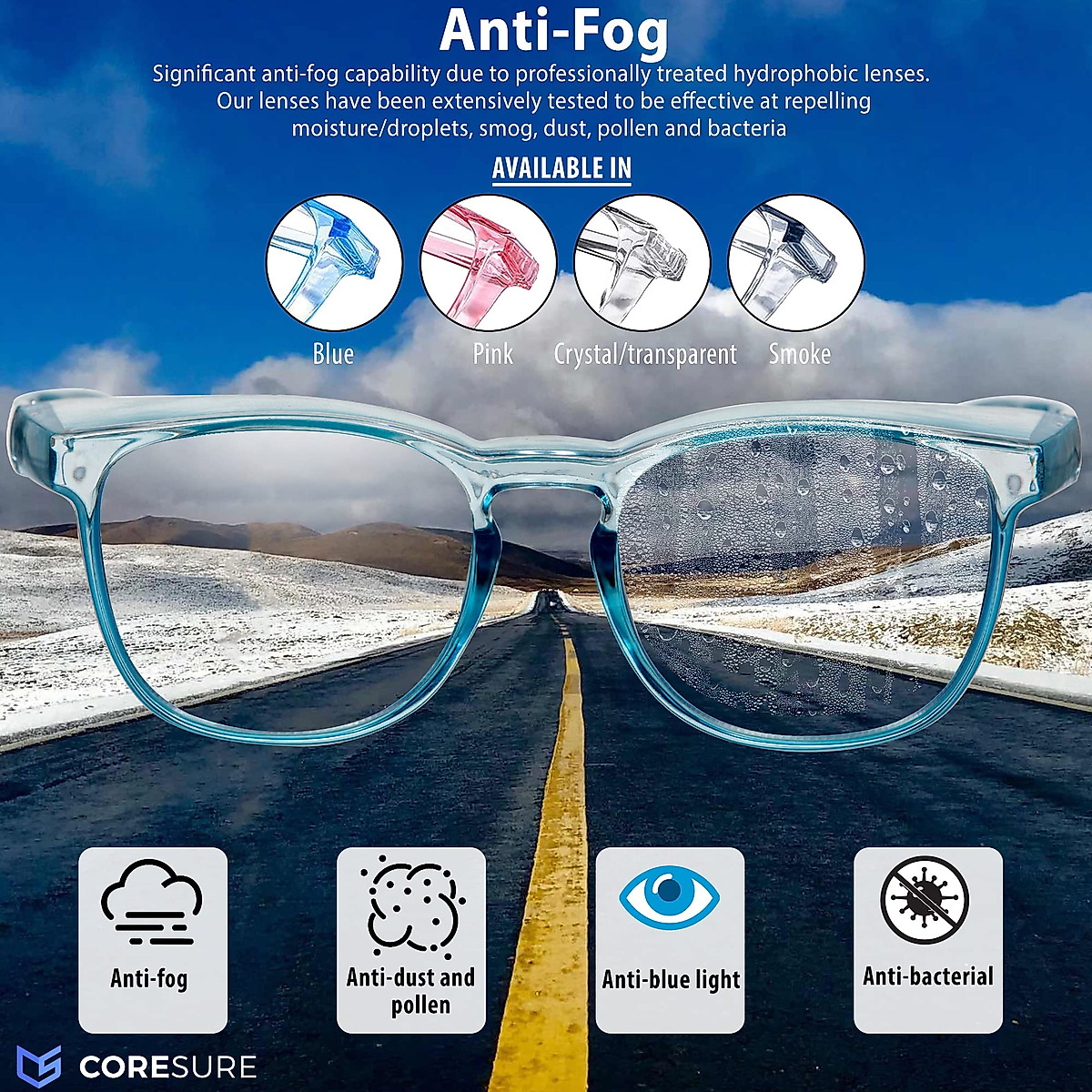 Anti Fog Safety Glasses (Crystal)