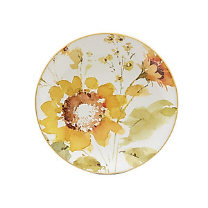 Certified International Sunflowers Forever, Salad/Dessert Plates, Multicolored, 9" x 9", Set of 4