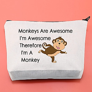 BLUPARK Funny Monkey Gift for Monkey Lover Monkeys Are Awesome I'm Awesome Therefore I'm A Monkey Makeup Bag Animal Lover Gift (I'm A Monkey)