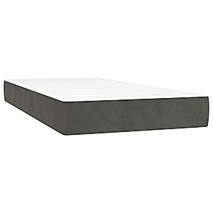 vidaXL Bed Frame, Box Spring Bed Single Platform Bed with Mattress, Bed Frame Mattress Foundation with Headboard for Bedroom, Dark Gray Twin Velvet