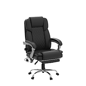 HOMREST Executive Office Chair, Ergonomic Office Chair with Adjustable Lumbar Back Support,Big and Tall Office Chair with Massage and Heat,Home Office Desk Chair,Black