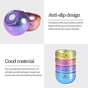 Boundless Voyage Titanium Double Layer Anti-scalding Colorful Teacup Wide Mouth Wine Tea Mug Lightweight Camping Drinkware for Daily Used Hiking Ti3082D(purple)