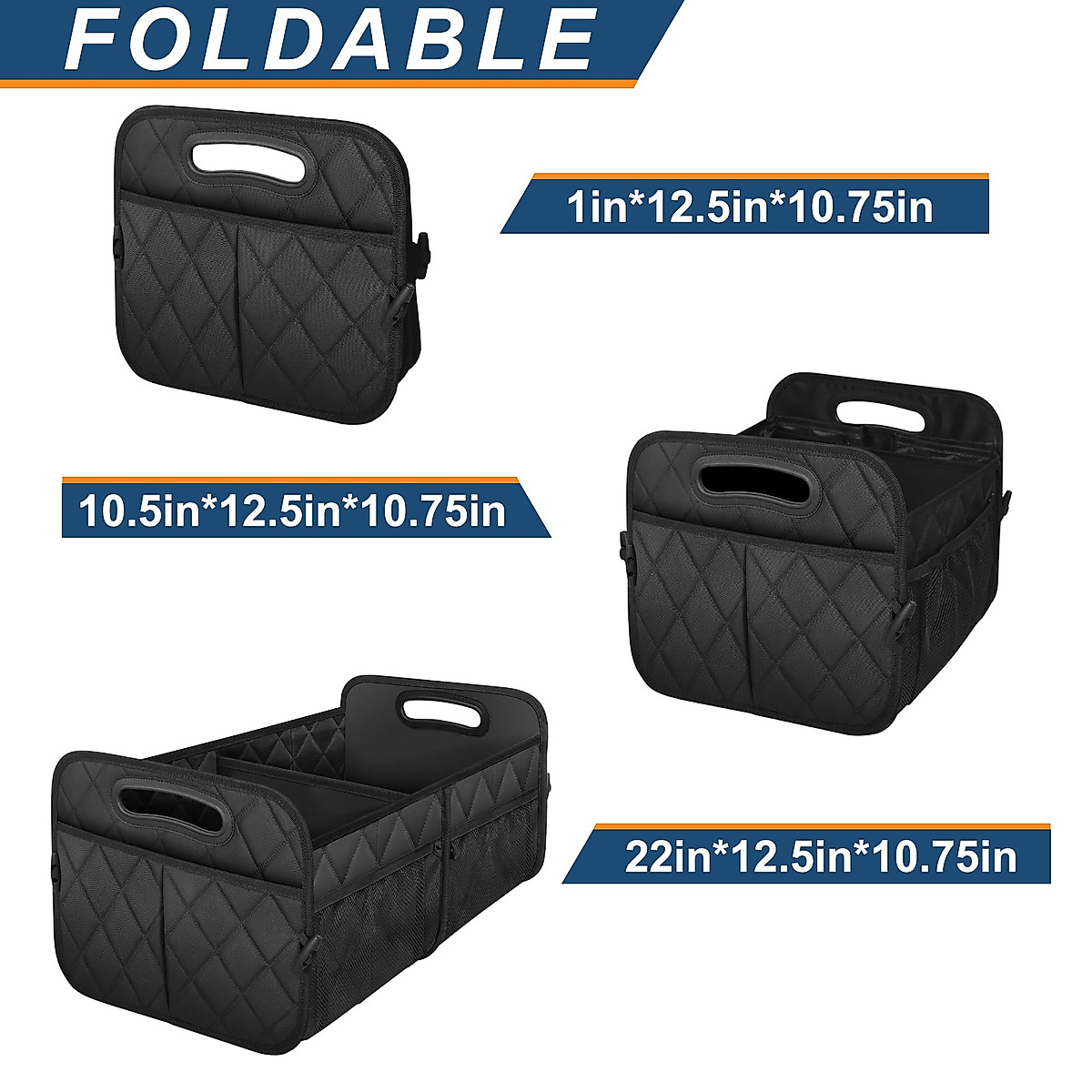 Deosk Trunk Organizer for Car, Collapsible Car Organziers and Storage with 6 Pockets, 50L Multi-Compartment Car Trunk Organzier, Car Accessories for Women/Men - Black Standard WXAG-0034