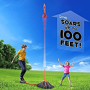 MindSprout Dino Blasters | Rocket Launcher for Kids - Launch up to 100 ft. Birthday Gift, for Boys & Girls Age 3 4 5 6 7 Years Old - Outdoor Toys, Family Fun, Dinosaur Toy, Kids (Patent Pending)