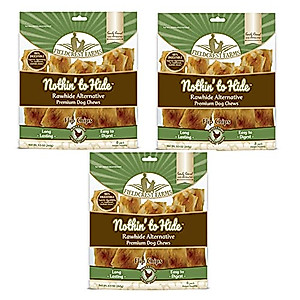 Fieldcrest Farms Nothin to Hide Flip Chips Dog Chews - All Natural Rawhide Alternative Treats for Dogs, Chicken, Beef or Peanut Butter Flavor Snack for All Breed Dogs - 3 Pack (Chicken)