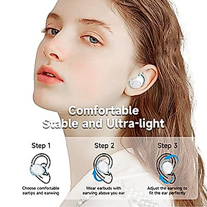 taopod Wireless Headphones, Bluetooth Earphones with LED Display, 42H Playtime, IPX7 Waterproof, Mini Earbud with Deep Bass, Bluetooth 5.3 Earphones for Sports Running Workout