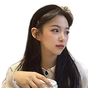 ZYALTFDC Black Wide Headbands - Thick Padded Satin Hairbands for Women, Girls' Hair Accessories & Birthday Gifts