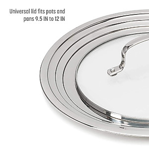 Goodful 12-Inch Stainless Steel Fry Pan with Universal Lid made from Stainless Steel and Glass Combo, Chrome