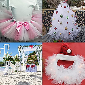 White Tulle Fabric, 6 Inch by 100 Yards Tulle Roll for Tutu Wedding Decoration DIY Crafts Gift Wrapping Party Backdrop Baby Shower Table Skirt