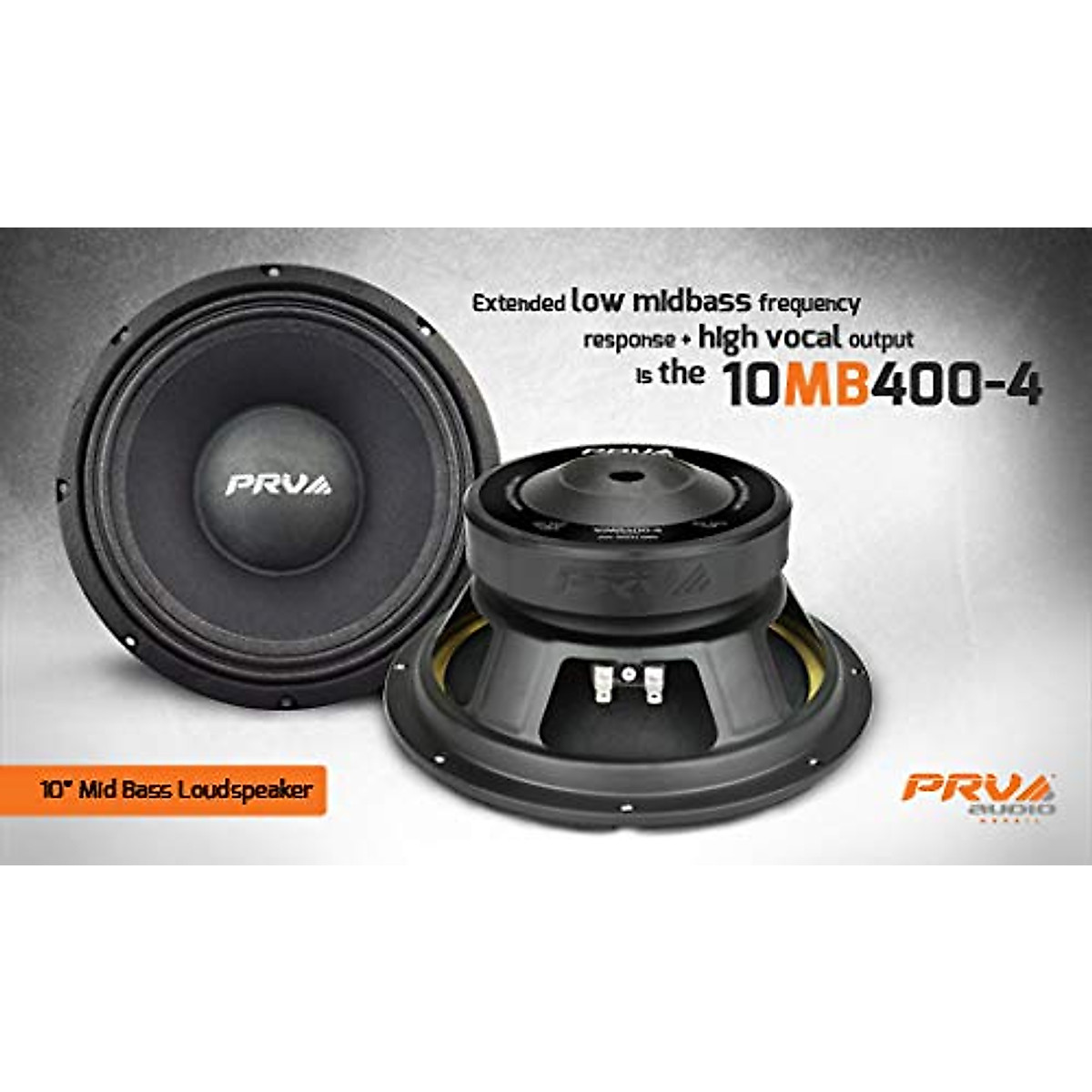 PRV AUDIO 10MB400-4 10" Midbass Speaker - 10 Inch Mid Bass Loudspeaker for Pro Audio Systems - 4 Ohms, 400 Watts Program Power, 200 Watts RMS Power, 96 dB 10 Inch Mid-Bass Speaker (Single)