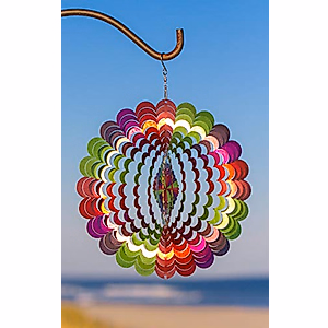 Dawhud Direct Rainbow Spiral Kinetic Wind Spinner for Yard and Garden Wind Spinner Outdoor Metal Large Hanging Rainbow Decor 3D Garden Art Wind Sculpture Spinners Kinetic Art Lawn Ornaments
