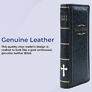 SAGEFINDS Holy Bible Book Wallet | Multi Card and Cash Holder | Magnetic Clasp Closure and Zip Around | Vinyl | 4” x 7.5”