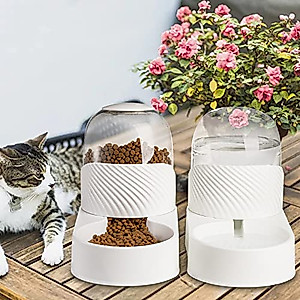 Hacaroa 2 Pack Automatic Cat Feeder and Water Dispenser, 0.5 Gallon Gravity Pet Food Feeder and Waterer Set, Self Feeding Dog Bowl for Small Pets, Puppy, Kitten, 100% BPA-Free, Easily Clean, White