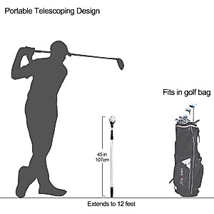 HOW TRUE Golf Ball Retriever, 12ft 15ft 18ft Aluminum Alloy Golf Ball Retriever Telescopic for Water Golf Ball Picker Grabber Golf Accessories Golf Gift (12ft)