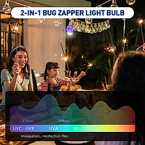 vertmuro Bug Zapper Light Bulb, 2-in-1 Indoor Electric Mosquito Killer Lamp with UV LED Light, Fly Insects Trap for Home Entryway Balcony Patio(1 Pack)