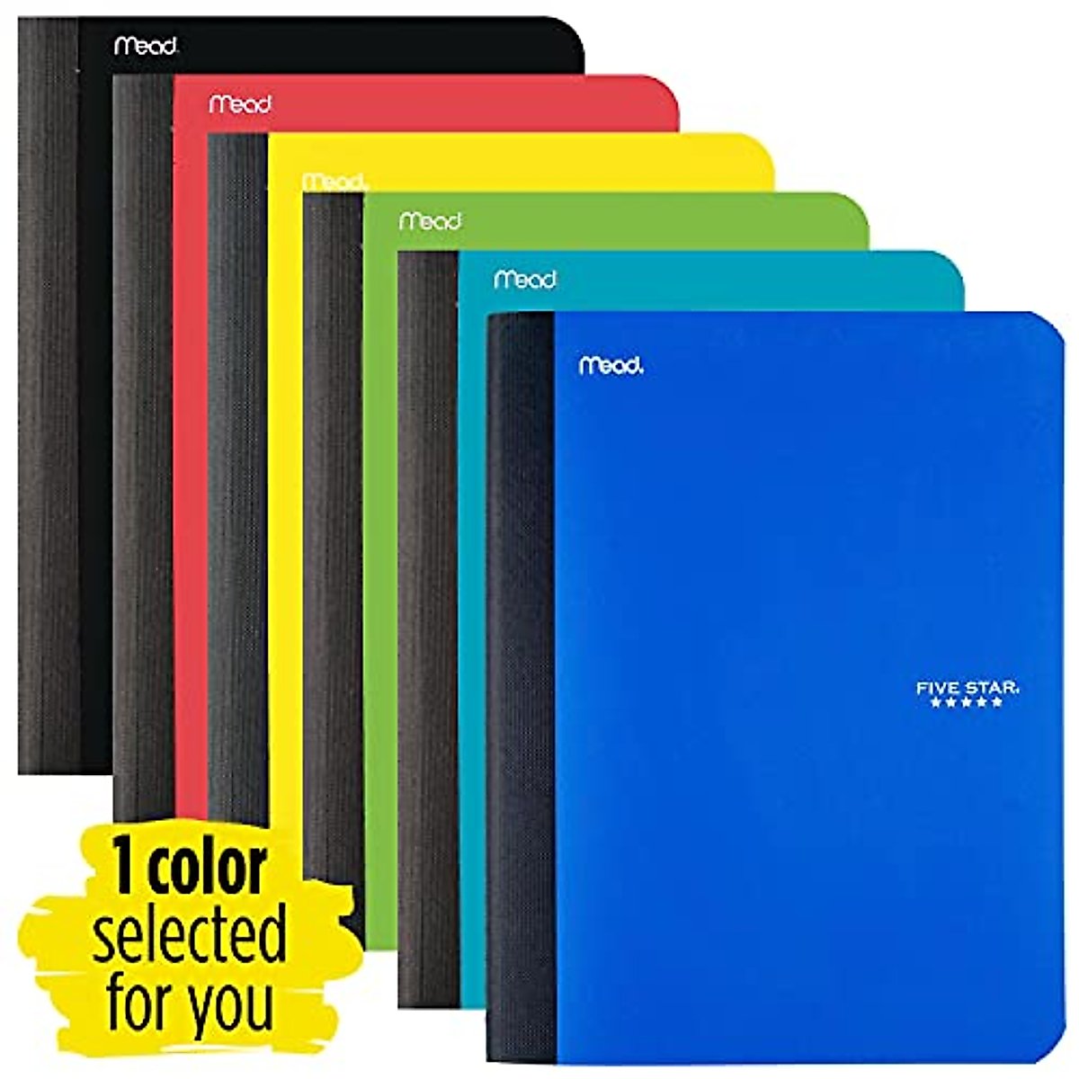 Five Star Composition Book/Notebook, Wide Ruled Paper, 100 Sheets, 9-3/4" x 7-1/2", Color Selected For You, 1 Count (09006)