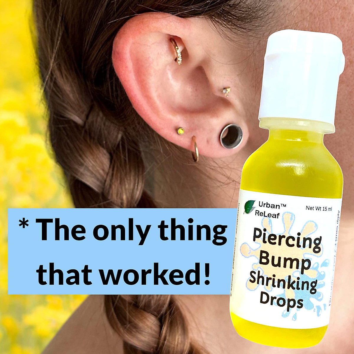 Urban ReLeaf Piercing Bump Shrinking Drops! Keloid Bumps Gentle Effective Aftercare Solution. Natural Essential Oils. Fast Removal Help for Scars Nodules Cartilage Nose Ear Spots. Clean Soothe