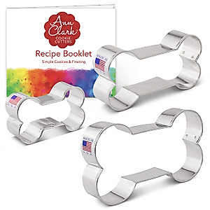 Dog Bone Cookie Cutters 3-Pc. Set Made in the USA by Ann Clark, 2.5", 4", 5" Treat Shapes