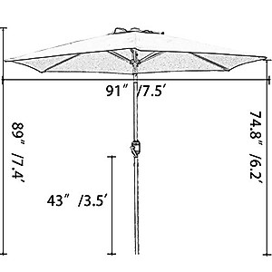 HENG FENG 7.5FT Patio Umbrella Outdoor Market Table Umbrella with Push Button Tilt and Crank, 6 Sturdy Ribs for Garden, Lawn, Backyard, Pool, Navy blue