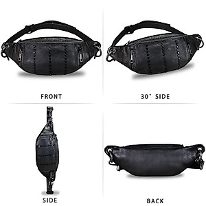Genuine Leather Sling Bag for Women Fanny Bag Casual Hiking Daypack Crossbody Chest Bags Motorcycle Shoulder Backpack (Darkgrey)
