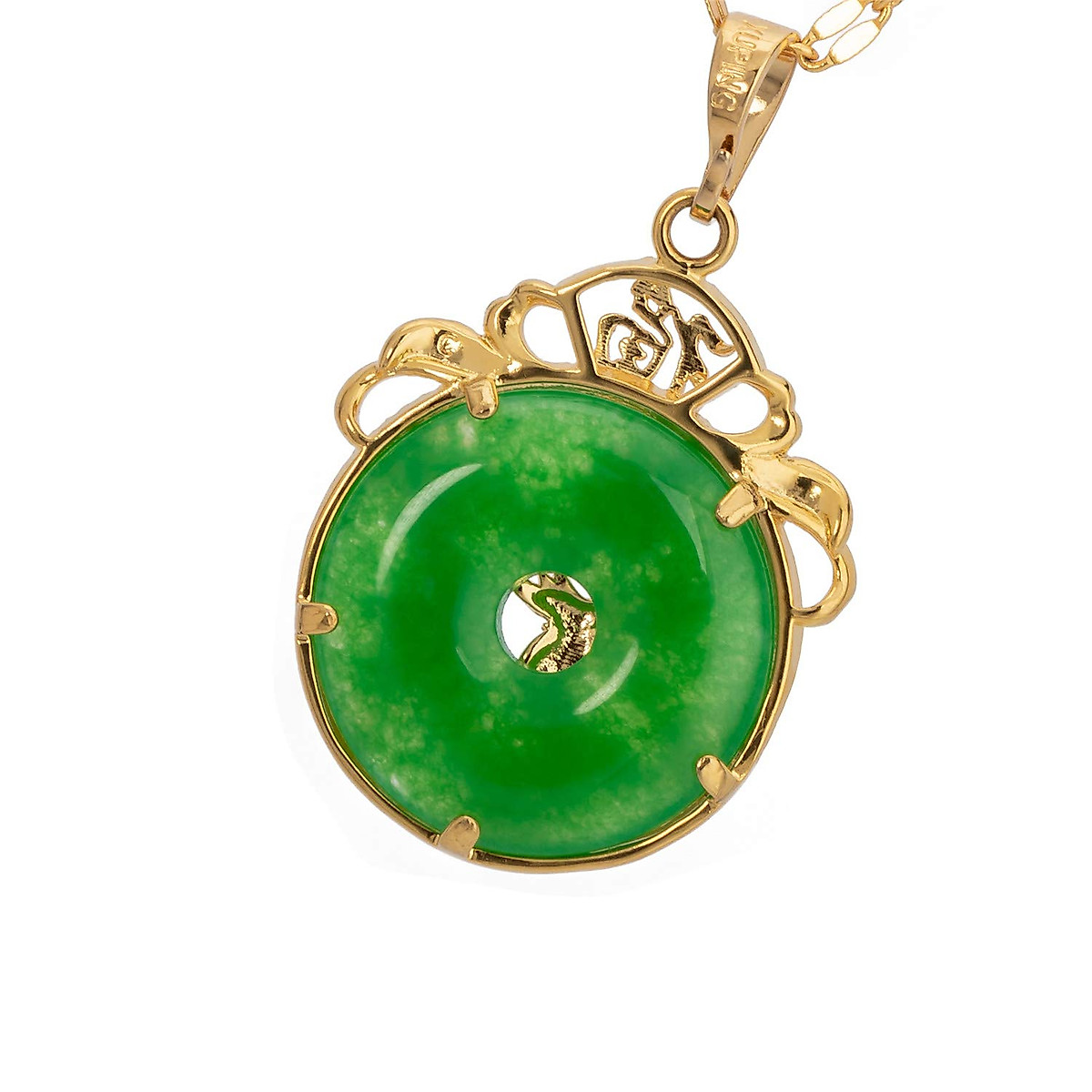 MCSAYS Dragon Necklace Gold Chinese Tibet Grade A+ Green Agate Dragon Pendant Necklace Gift For Christmas Women