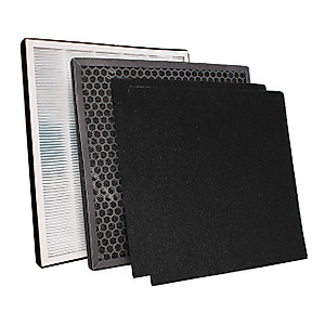 LifeSupplyUSA Complete Replacement Filter Set (1 True HEPA Filter + 1 Charcoal Filter + 2 Carbon Filter) Compatible with Ivation IVAHEPA01 Deodorizer Sanitizer Air Purifiers