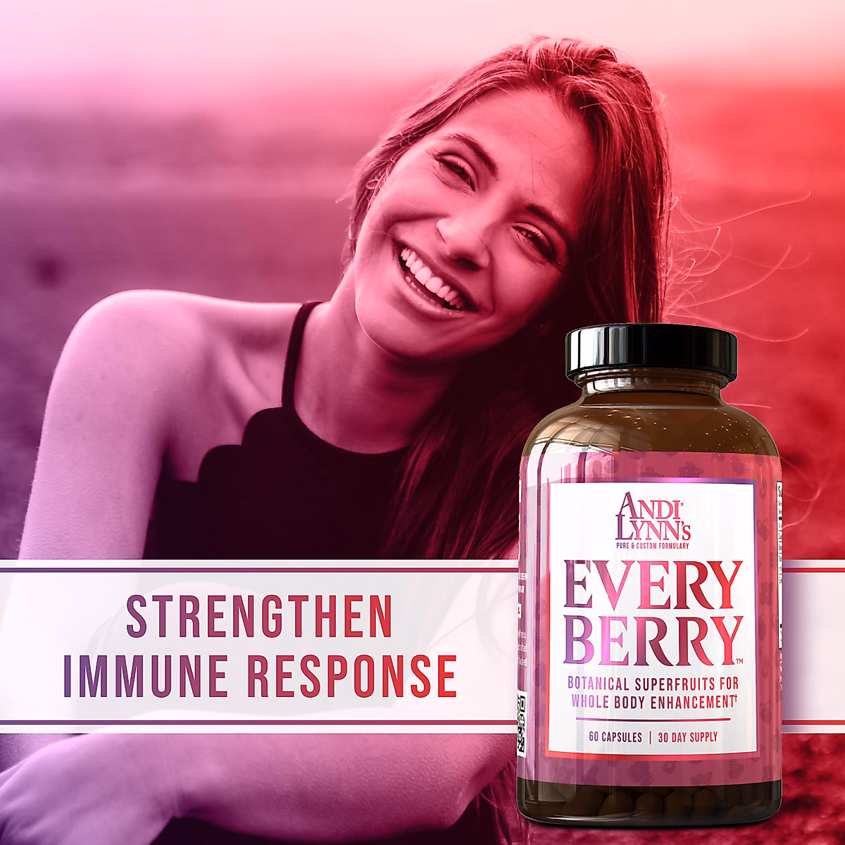 Andi Lynn’s EveryBerry Vegan Superfruit Vitamins, Minerals & Antioxidants Herbal Supplement, Immune Support Booster, Mental & Body Enhancement - 60 Caps