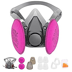 BEAUKAU Respirator with 2097 Filter and 6001 Filter, Paint Respirator for Women and Men Used for Epoxy Resin, Asbestos, Painting, Woodworking, Machine Polishing, Welding and Other Work Protection