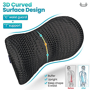 AgoKud Lumbar Support Pillow, Lumbar Support for Office Chair,Memory Foam Back Support Pillow for Lower Back Pain Relief,Adjustable Lumbar Pillow for Bed,Sleeping,Car Seat